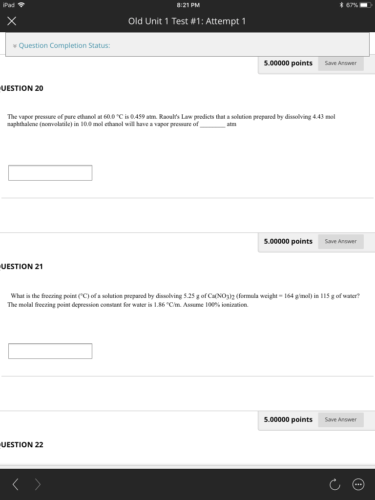 Solved 5.00000 points Save Answer UESTION 19 A solution is | Chegg.com
