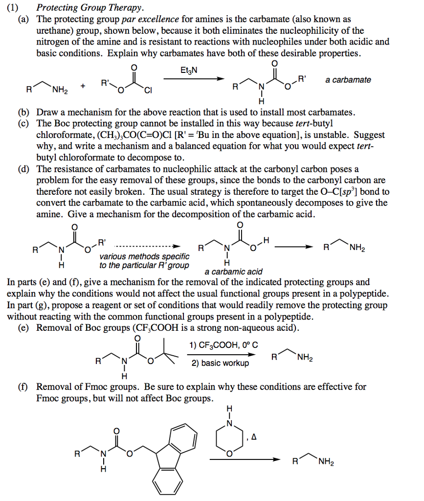 Solved (1)Protecting Group Therapy. (a) The protecting group | Chegg.com