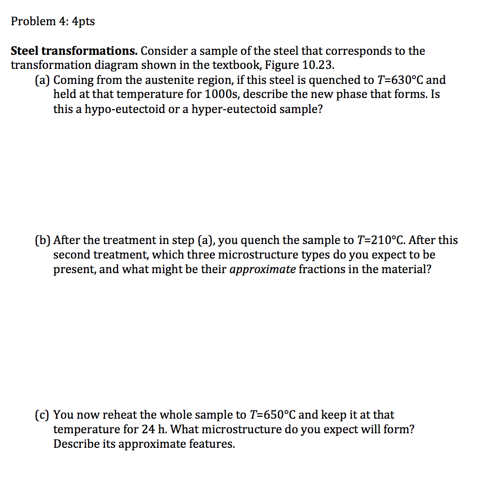 Solved Problem 4: 4pts Steel transformations. Consider a | Chegg.com