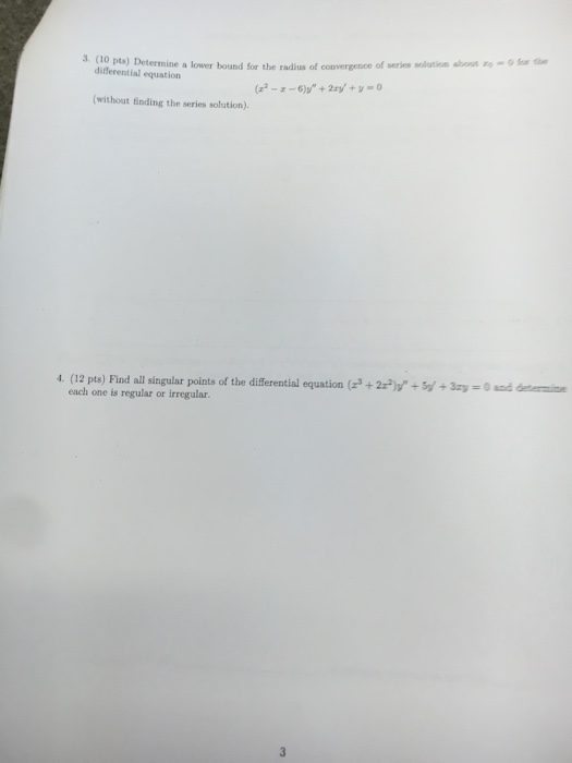 Solved Determine a lower bound for the radius of convergence | Chegg.com