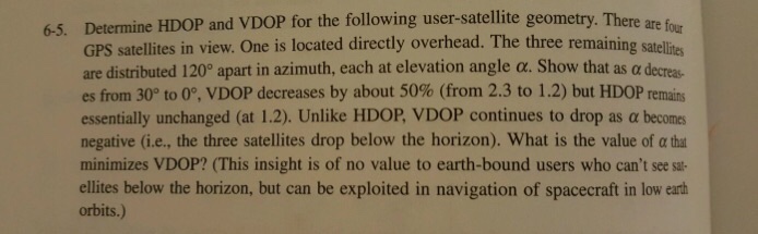 Solved 6-5. Determine HDOP and vDOP for the following | Chegg.com