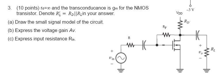 Solved rd = infinity and the transconductance is g_m for the | Chegg.com