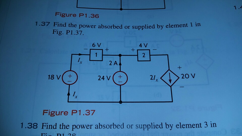 Solved Find the power absorbed or supplied by element 1 in | Chegg.com