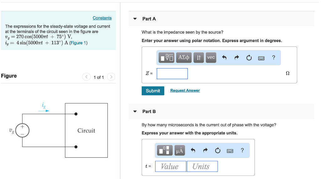 Solved onstants Part A The expressions for the steady-state | Chegg.com Solved onstants Part A The expressions for the steady-state | Chegg.com