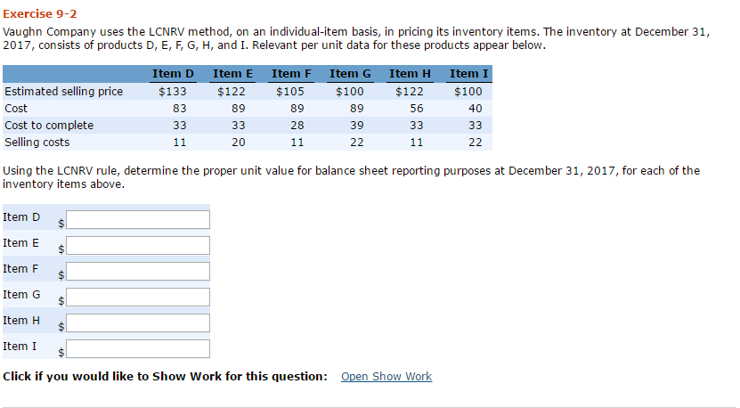 Solved Vaughn Company uses the LCNRV method, on an | Chegg.com