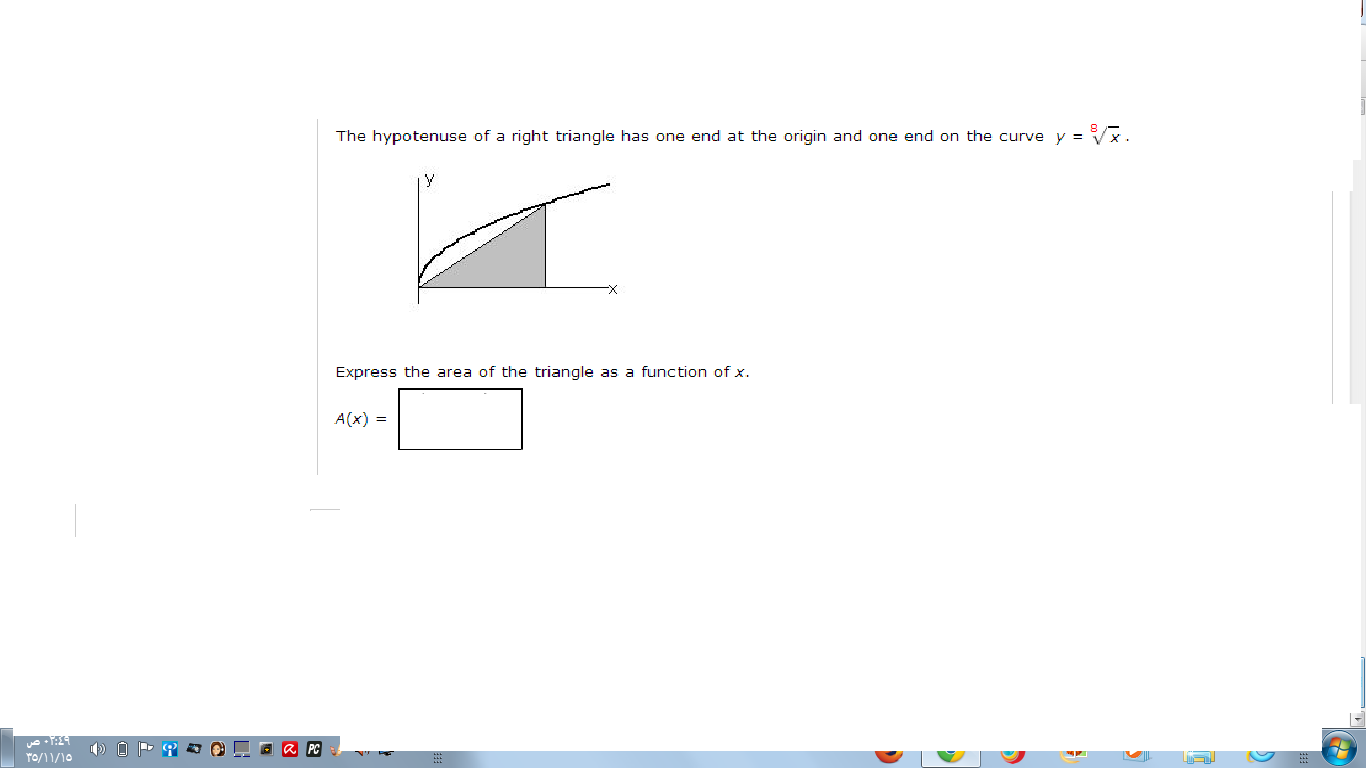Solved The hypotenuse of a right triangle has one end at the | Chegg.com