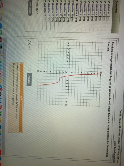 Solved For the following exercise, use the graph of the | Chegg.com