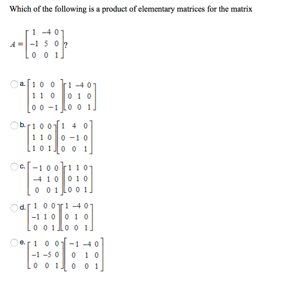 Solved Which of the following is a product of elementary | Chegg.com