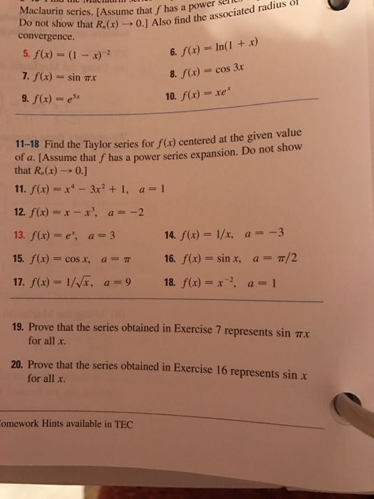 Solved F(x) = (1 - x)^-2 f(x = ln(1 + x) f(x) = sin pi x | Chegg.com