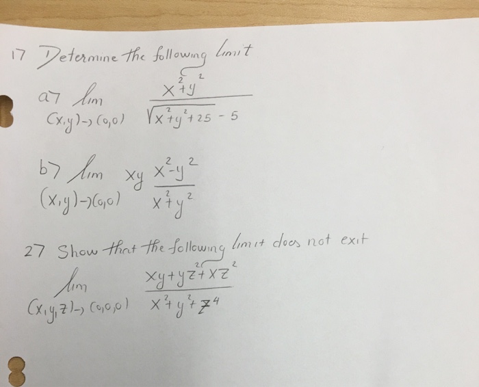Solved Determine the following limit lim_(X, y) rightarrow | Chegg.com