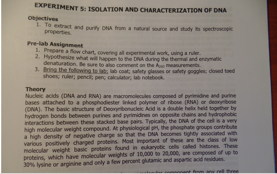 Solved EXPERIMENT 5 : ISOLATION AND CHARACTERIZATION OF DNA | Chegg.com