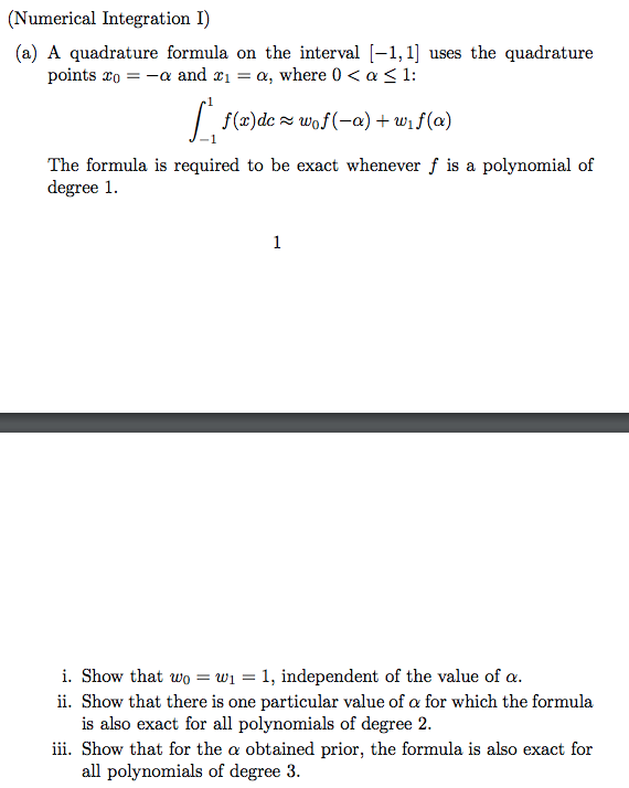 Solved Numerical Integration I) (a) A quadrature formula on | Chegg.com