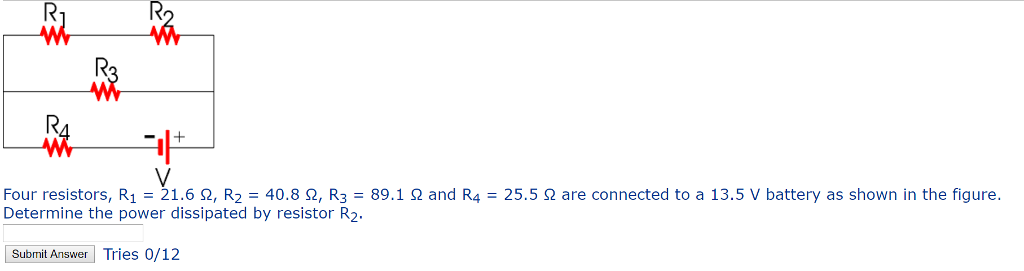 Solved Four resistors, R1 21.6 Ω, R2 = 40.8 Ω, R3 89.1 Ω and | Chegg.com