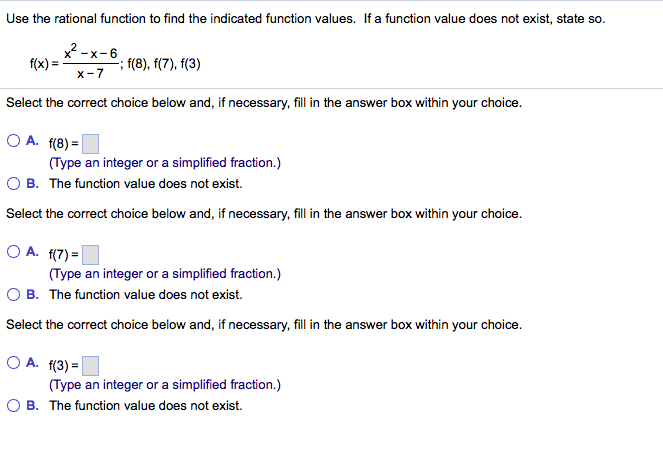 Solved Use the rational function to find the indicated | Chegg.com