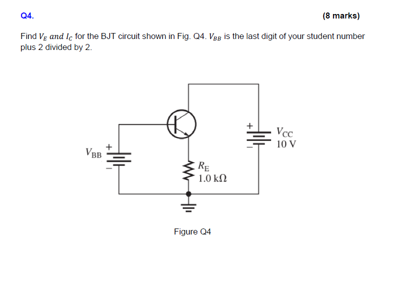 Solved Find V_E and I_C for the BJT circuit shown in Fig. | Chegg.com