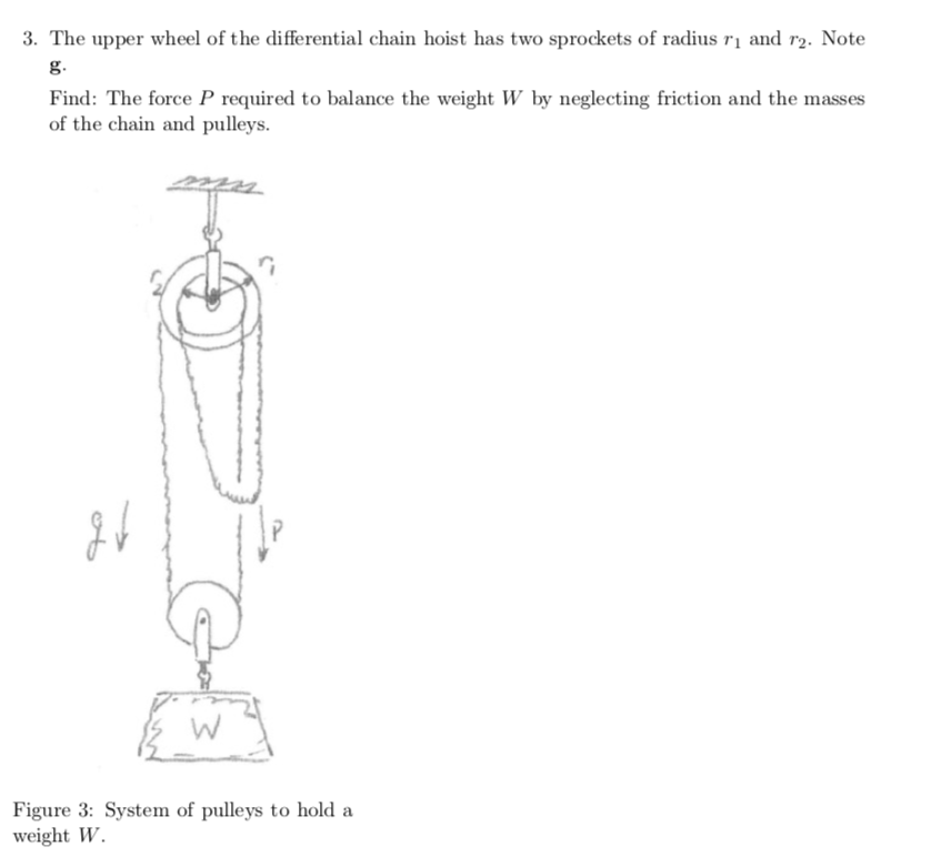 Solved 3. The upper wheel of the differential chain hoist | Chegg.com