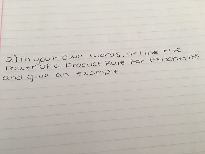 Solved Determine the power of a product rule for exponents | Chegg.com