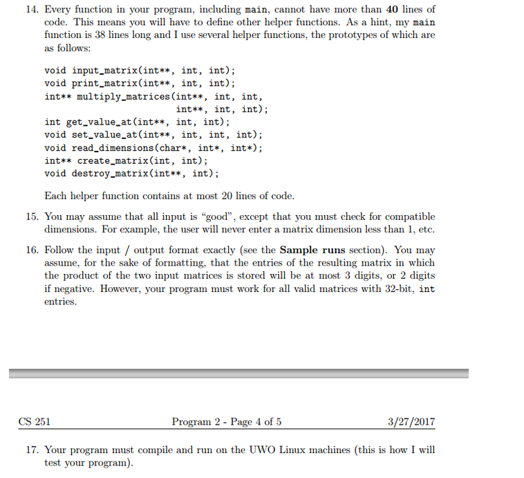 Solved Introduction Write A C Program That Performs Matrix 9352