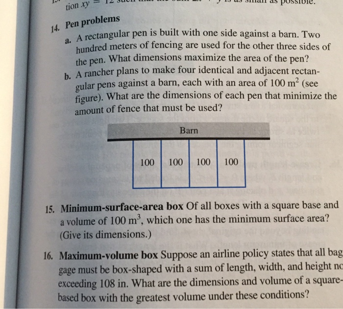 Solved A rectangular pen is built with one side against a | Chegg.com