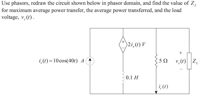 Solved Use phasors, redraw the circuit shown below in phasor | Chegg.com