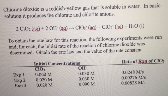 Solved Chlorine dioxide is a reddish-yellow gas that is | Chegg.com