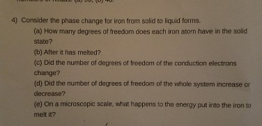 Solved Consider the phase change for iron from solid to | Chegg.com