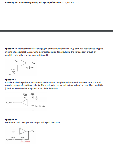 Solved Inverting and noninverting opamp voltage amplifier | Chegg.com
