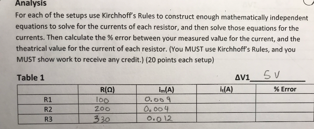 Solved Analysis For each of the setups use Kirchhoff's Rules | Chegg.com