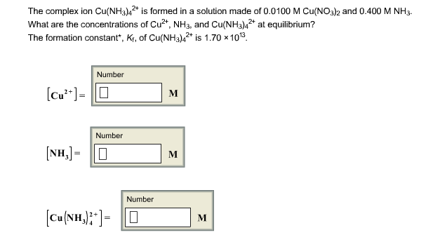 Solved The complex ion Cu(NH3)4 is formed in a solution made | Chegg.com