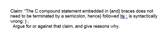 Solved Claim: The C compound statement embedded in {and} | Chegg.com