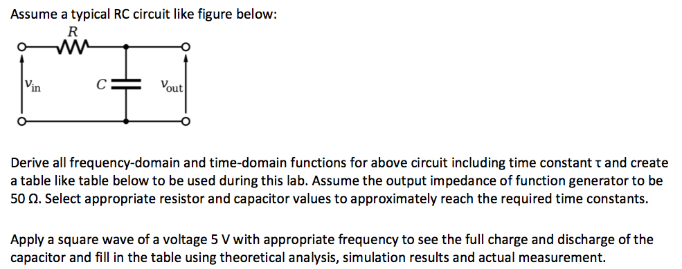 Examining a simple RC circuit Rise Time of V(out) | Chegg.com