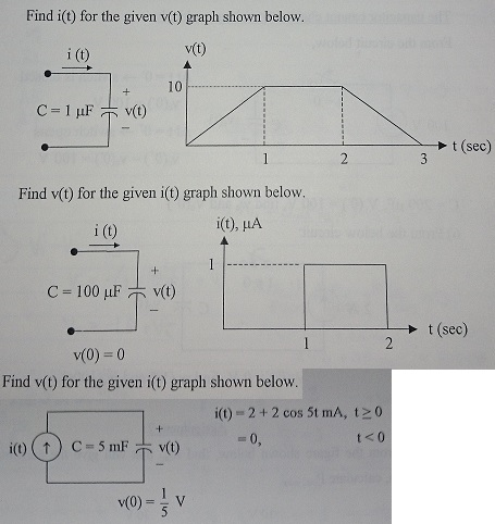 Solved Find i(t) for the given v(t) graph shown below.Find | Chegg.com