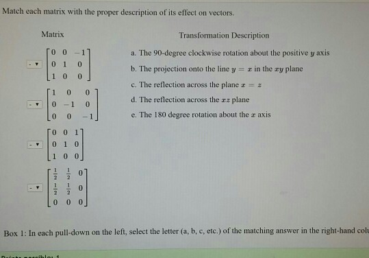 Solved Match each matrix with the proper description of its | Chegg.com