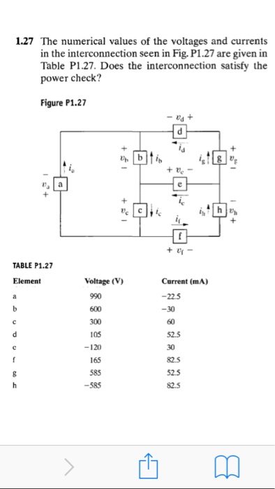 Solved The numerical values of the voltages and currents in | Chegg.com