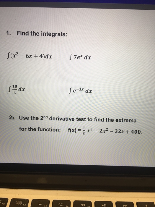 Solved Find the integrals: integral(x^2 - 6x + 4)dx integral | Chegg.com