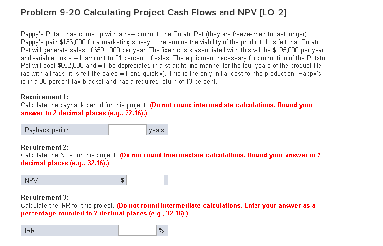 Solved Problem 9-20 Calculating Project Cash Flows and NPV | Chegg.com