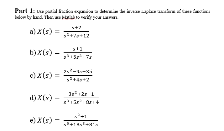 Solved Use partial fraction expansion to determine the | Chegg.com