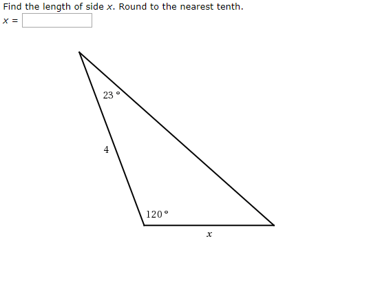 Solved Find the length of side x. Round to the nearest tenth | Chegg.com