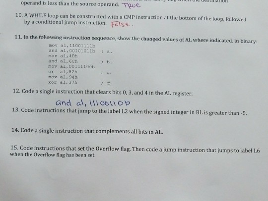 Solved operand is less than the source operand、Twe 10. A | Chegg.com