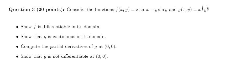 Solved Consider the functions f(x, y) = x sin x + y/sin y | Chegg.com