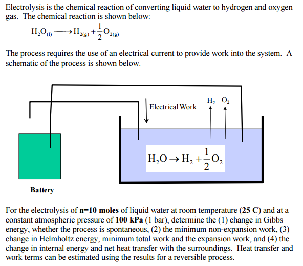 Solved Electrolysis is the chemical reaction of converting | Chegg.com