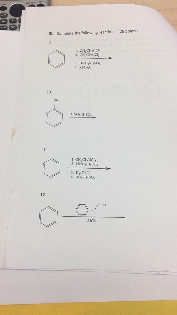 Solved II. Complete the following reactions: (28 points) 9 | Chegg.com