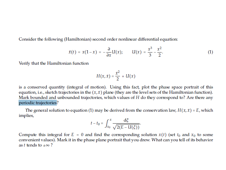 Solved 1.Verify that the Hamiltonian function is a conserved | Chegg.com