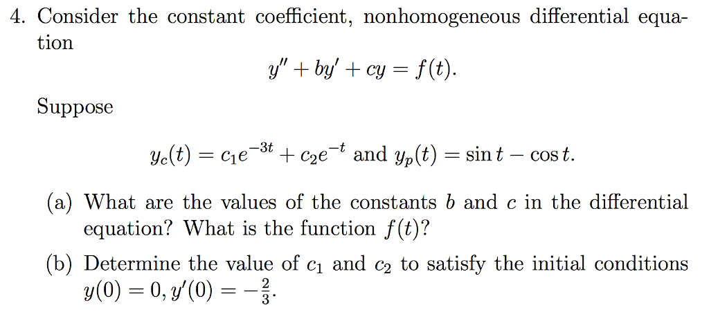 Solved Consider the constant coefficient, nonhomogeneous | Chegg.com