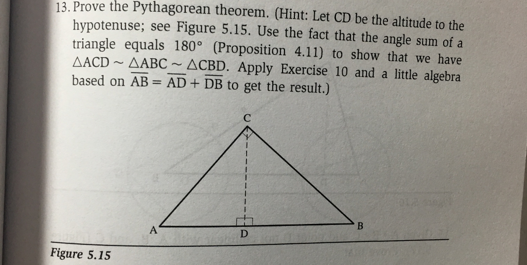 Solved 13. Prove the Pythagorean theorem. (Hint: Let CD be | Chegg.com