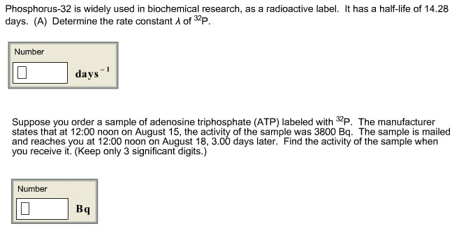 Solved Phosphorus-32 is widely used in biochemical research, | Chegg.com