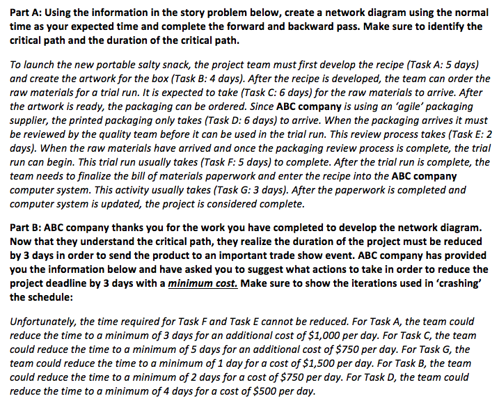 Solved Part A: Using the information in the story problem | Chegg.com