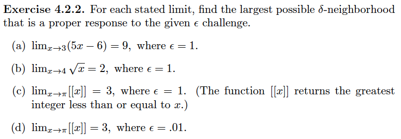 Solved Exercise 4.2.2. For each stated limit, find the | Chegg.com