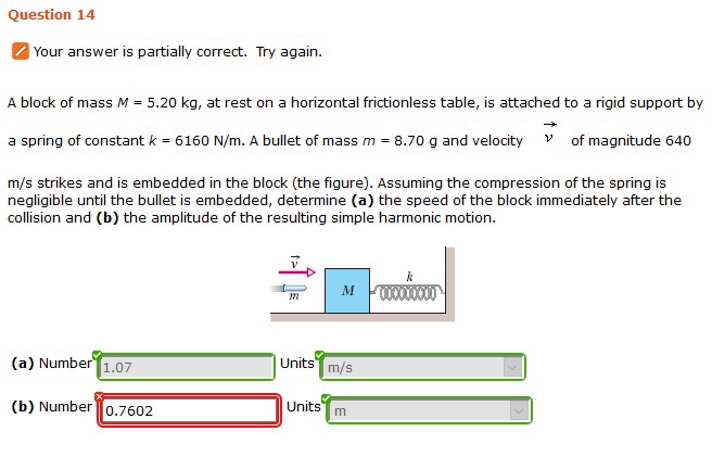 Solved Question 14 A block of mass M = 5.20 kg, at rest on a | Chegg.com