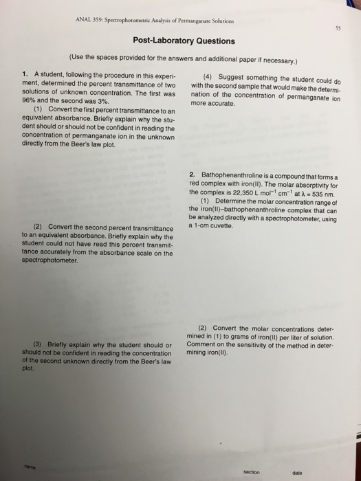 Solved A student, following the procedure in this | Chegg.com